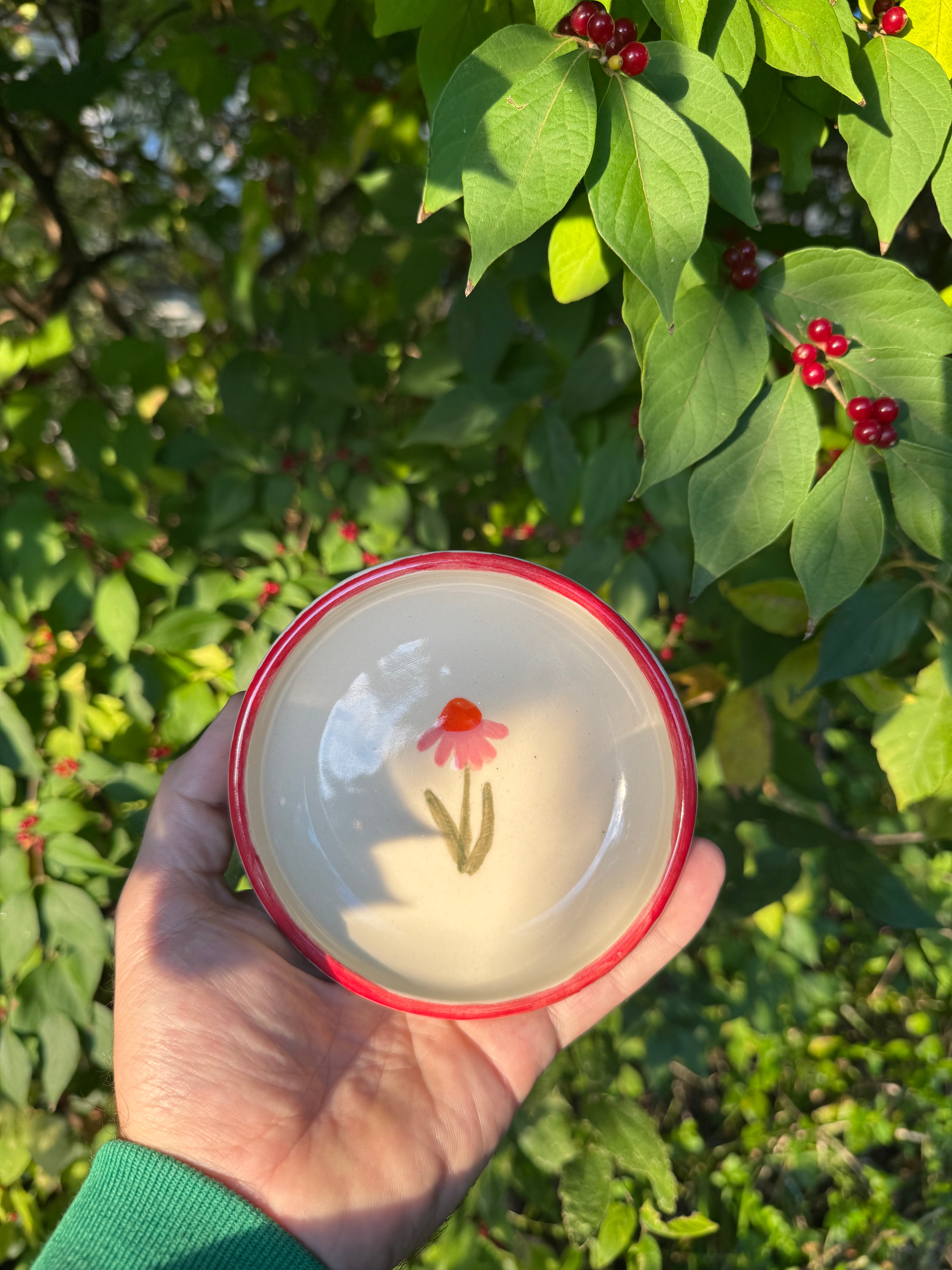 Kimly Ceramics - Echinacea Ruby Rim Catch All – Pretty Good Neighbors